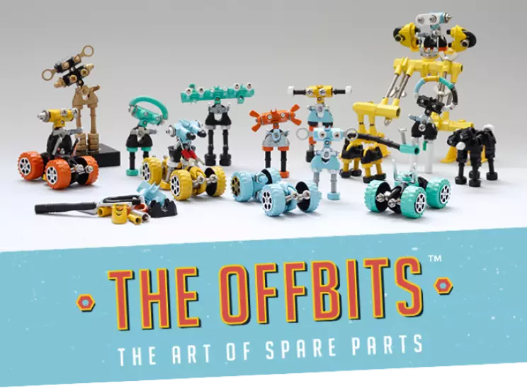 Ang Offbits robot builder kit gikan sa mga spare parts