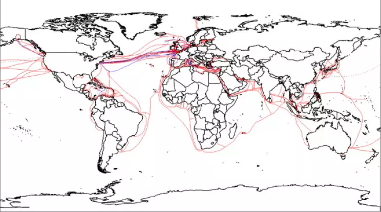 2007 mapa podmořských kabelů
