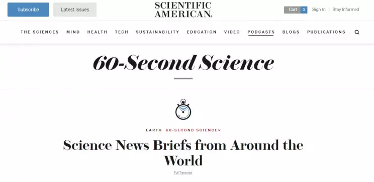 meilleur podcast scientifique de 60 secondes