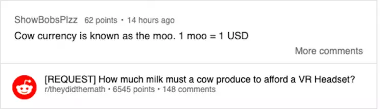 Redditors debatují o tom, kolik mléka potřebuje kráva vyrobit, aby si mohla dovolit VR headset