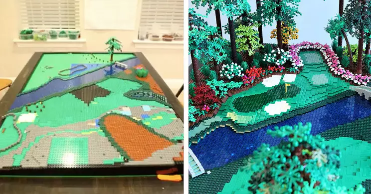 Pa en dogter bou Augusta National se 12de putjie deur 20 000 LEGO's te gebruik