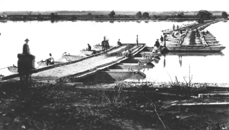 Pont flottant sur la rivière James 1864