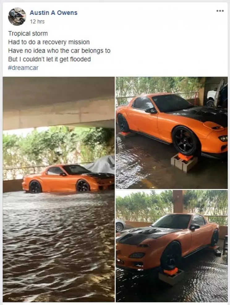 Un héros du Mississippi sauve la Mazda RX-7 de Stranger d'une inondation