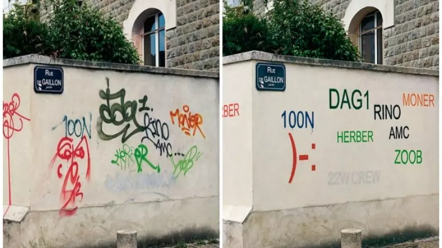 Tänavakunstnik töötleb inetut grafiti, et muuta see loetavaks