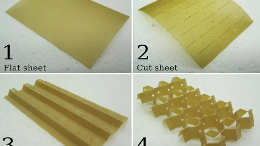 Metamaterial Morphing Emepụtara site na iji usoro Kirigami