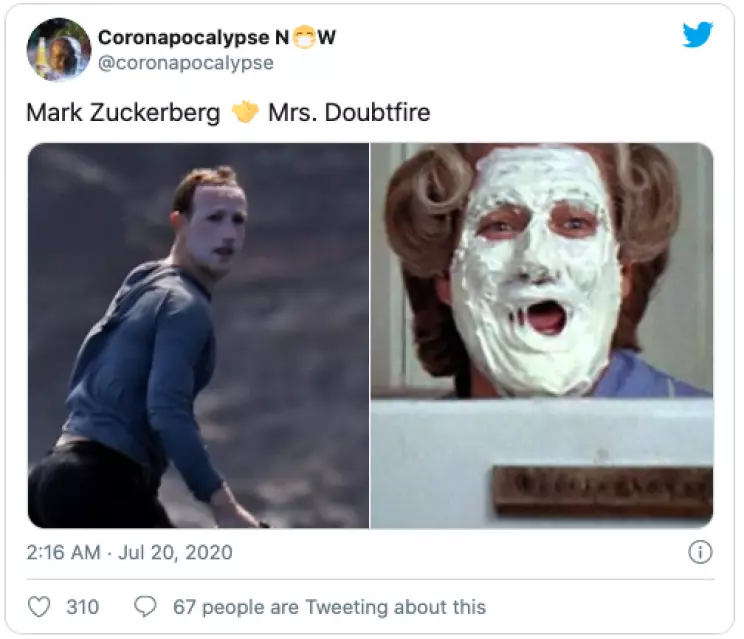 Mark Zuckerberg Drenches Aghaidh i Grianscéithe, Memes dosheachanta Lean