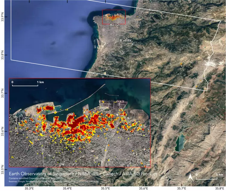 NASA pibliye yon kat detay sou domaj eksplozyon Beirut