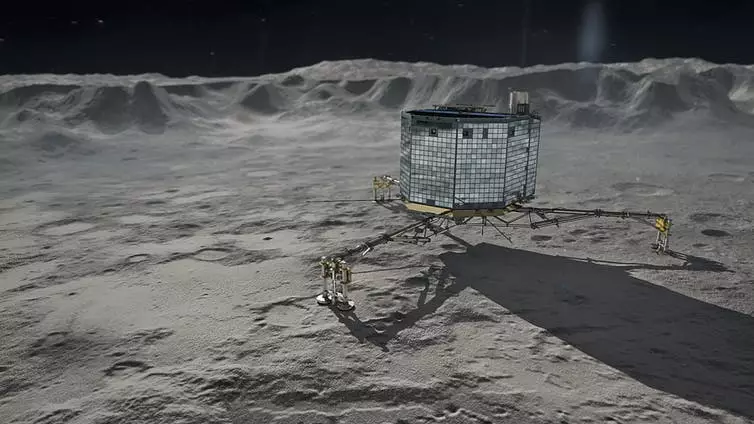 Philae nusileido ant kometos paviršiaus