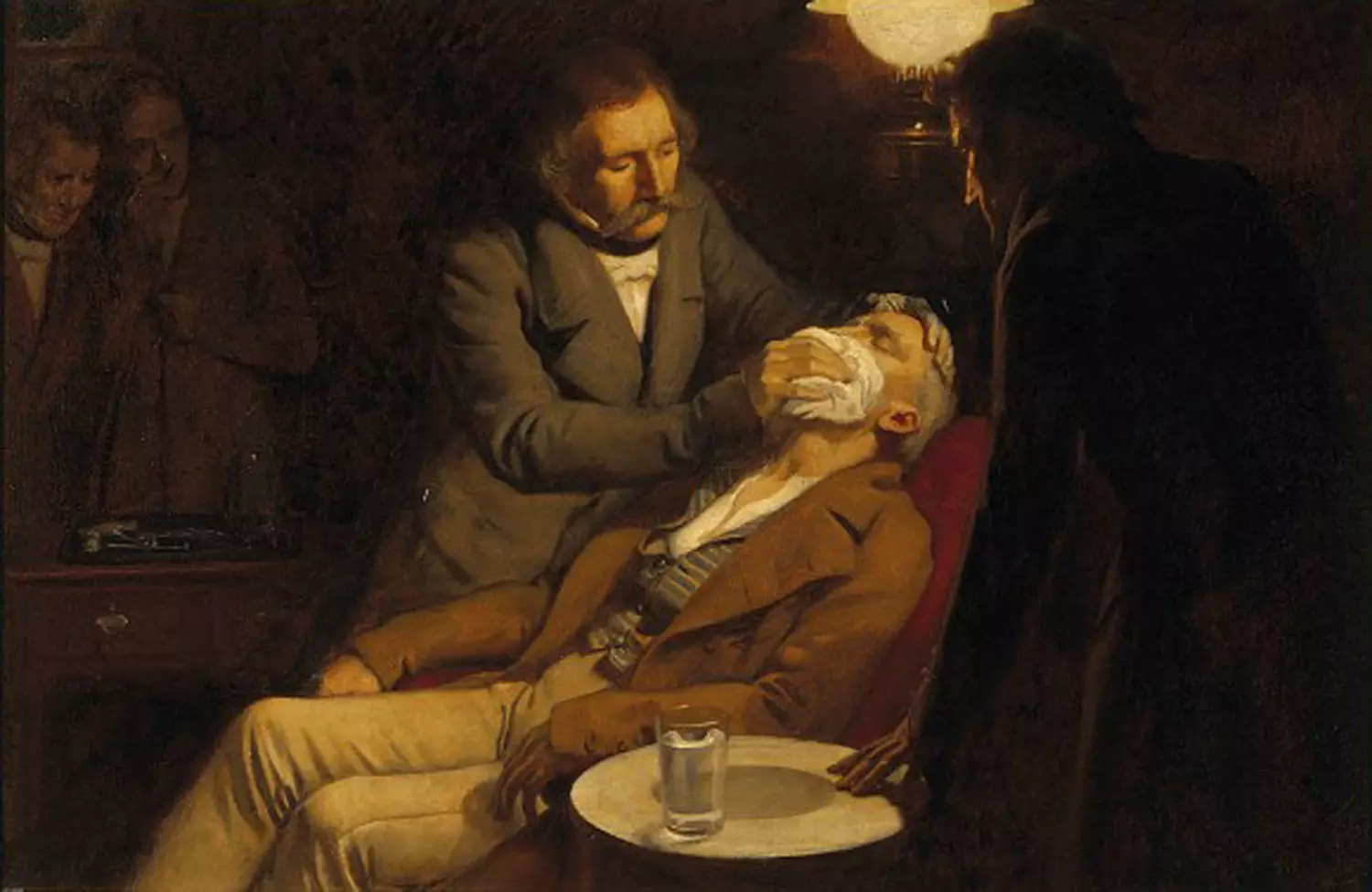 V0018140 Die eerste gebruik van eter in tandheelkundige chirurgie, 1846. Olieverf