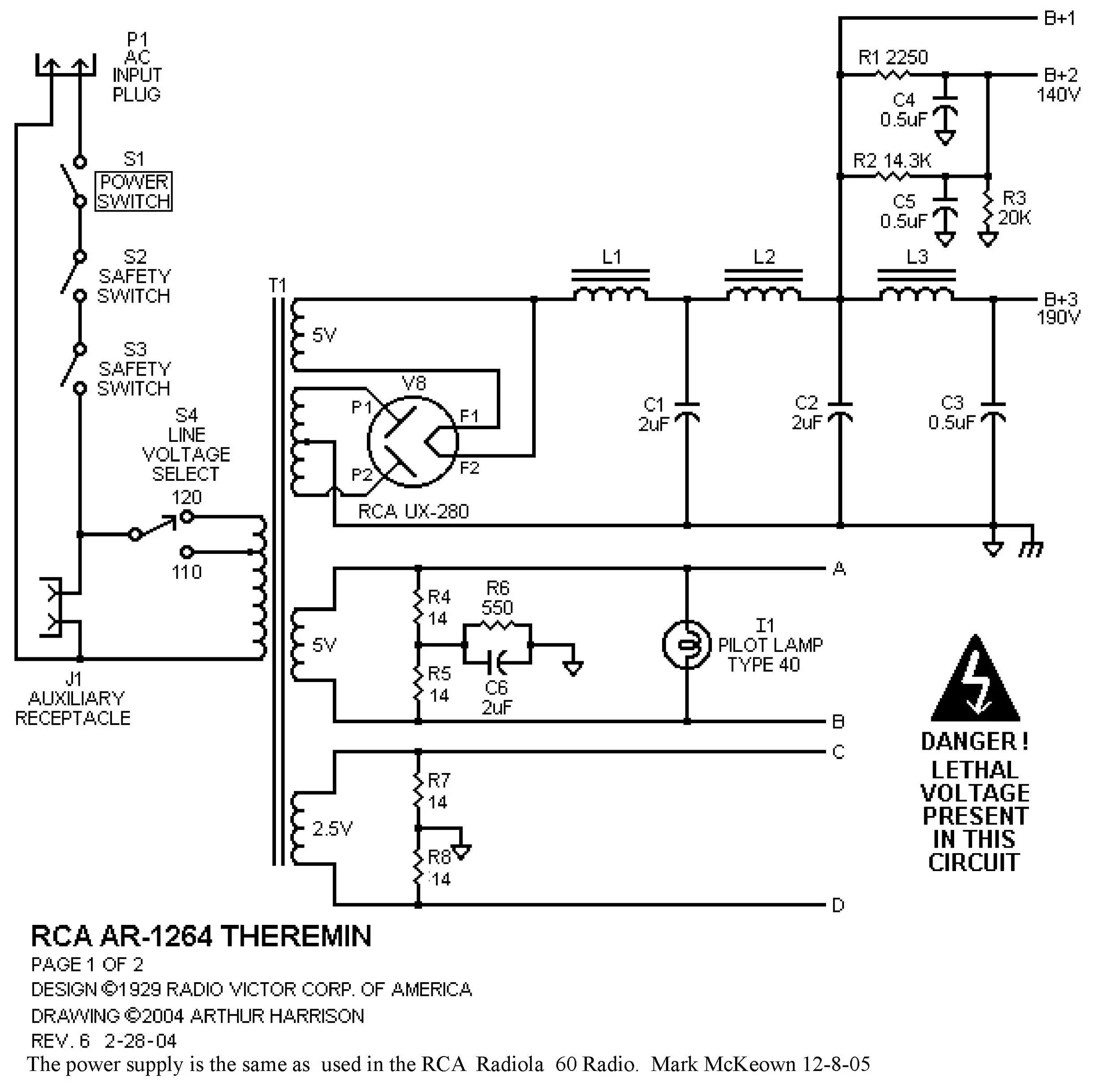 thereminschematic የኃይል አቅርቦት