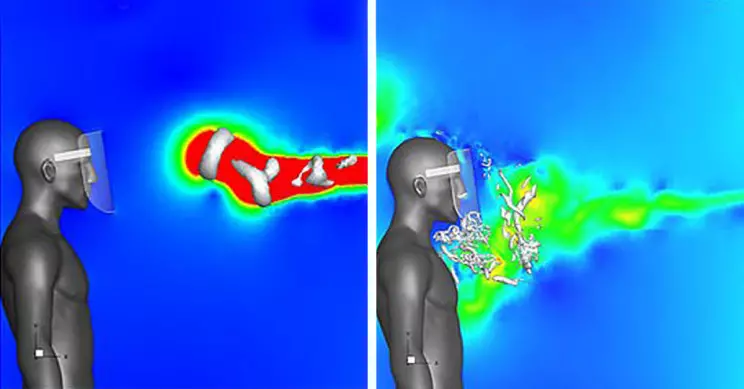 Los protectores faciales no pueden protegerlo de los anillos de vórtice de estornudo, dice un estudio