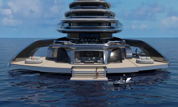 Mega Yacht 394-kaki yang ramping ini dilengkapi dengan klub pantai