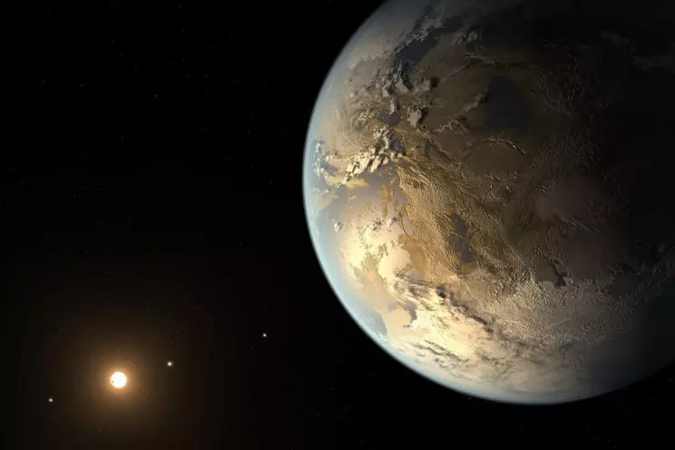 Rendering planet ukuran Bumi pisanan sing divalidasi (Kredit: NASA Ames/SETI Institute/JPL-Caltech)