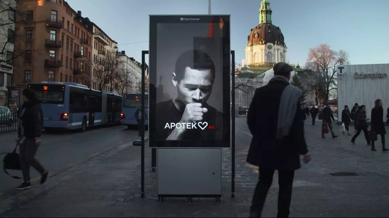 Outdoor interativo tosse quando alguém fuma nas proximidades