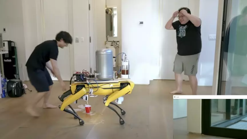 Ինչ-որ մեկը Boston Dynamics-ի Spot ռոբոտին սովորեցրել է ինչպես գարեջուր միզել