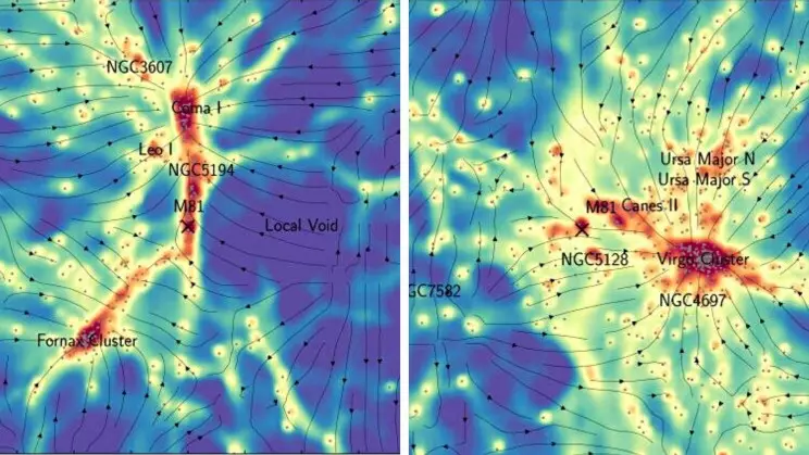 Naujas tamsiosios medžiagos žemėlapis rodo paslėptus galaktikų ryšius