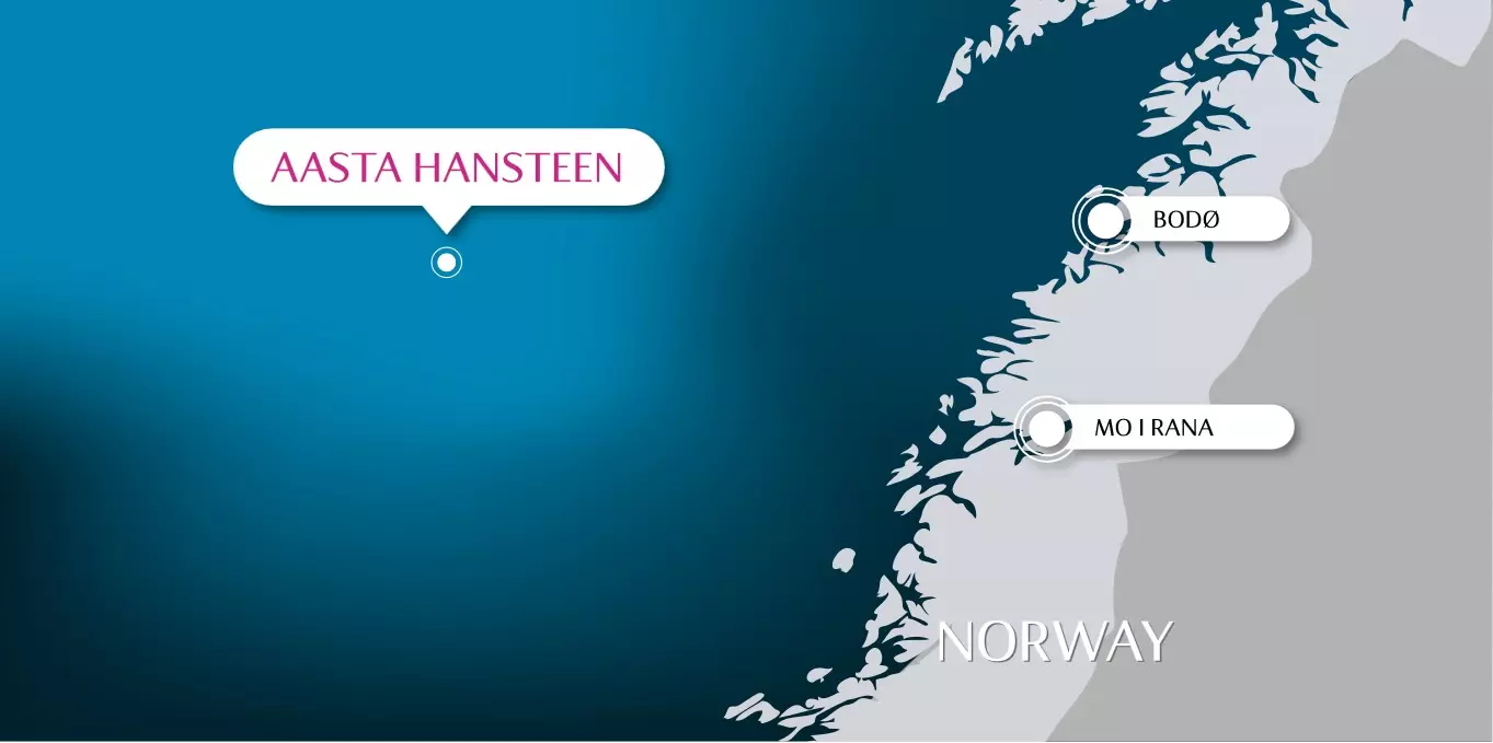 Umístění ložiska plynu Aasta Hansteen v Severním moři