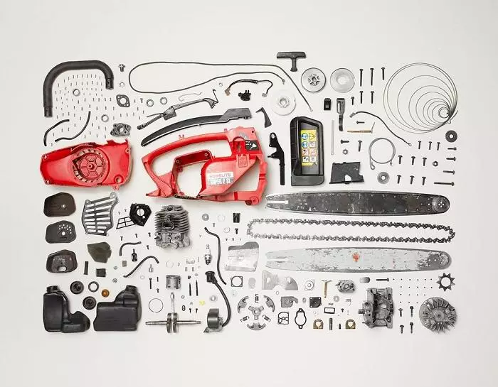 disassembled chainsaw