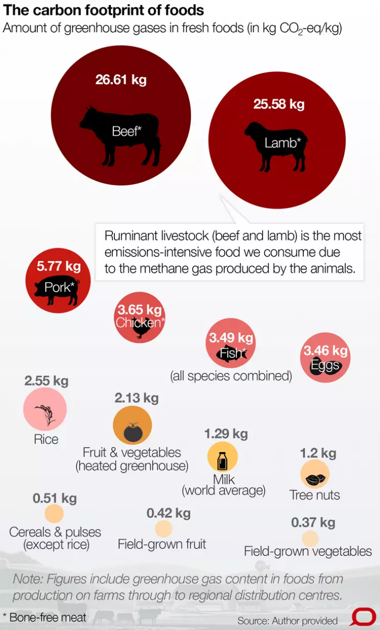 Pārtikas diagramma pēc emisijām