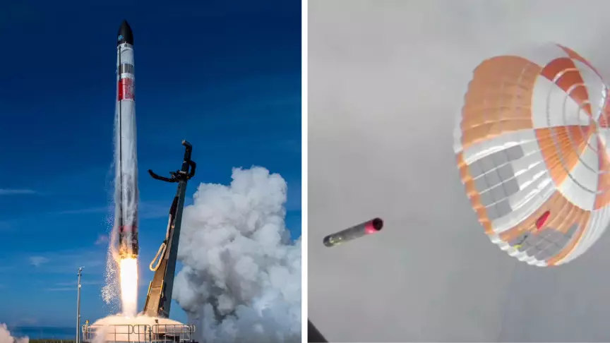 Rocket Lab udostępnia zdjęcia swojego historycznego przechwyconego w powietrzu dopalacza helikoptera