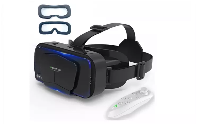 리모컨이 있는 VR 헤드셋