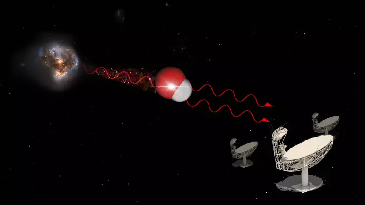 Astronomoj detektas potencan spacan laseron kiu estas 5 miliardoj da lumjaroj for