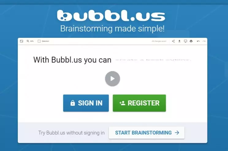 breinkaarttoepassings Bubbl.us