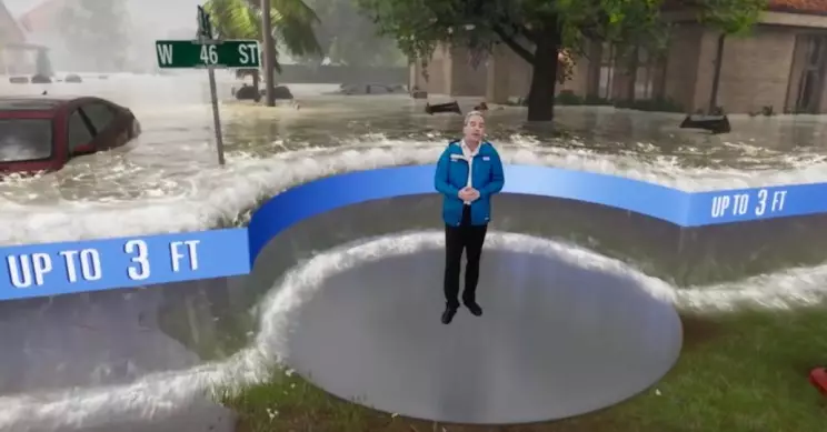 A Weather Channel vegyes valóságot használ a Florence hurrikán veszélyeinek bemutatására