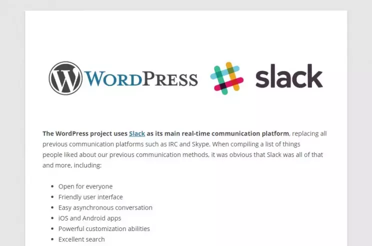 Grupi i Slack WordPress