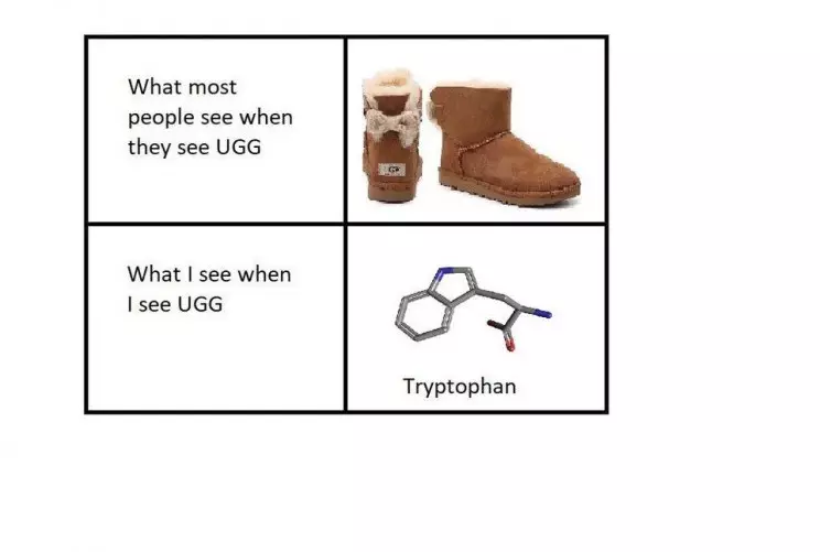 смешни меми за науката Триптофан