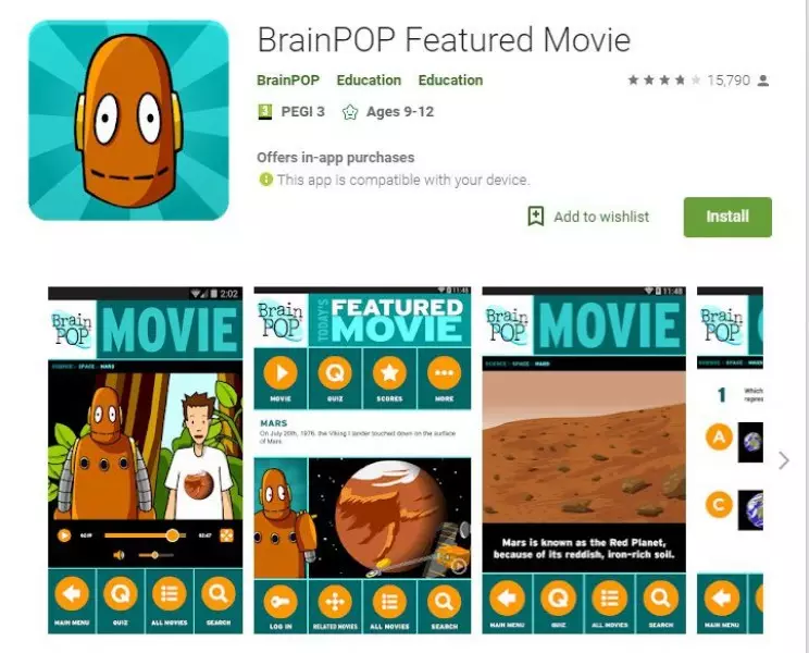 mokslo programos išmaniesiems telefonams BrainPOP