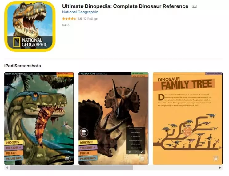 science apps para sa mga smartphone Dinopedia