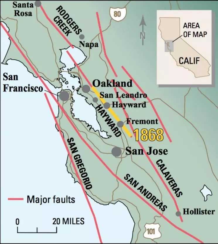 Hayward Fault 1868 แผ่นดินไหว