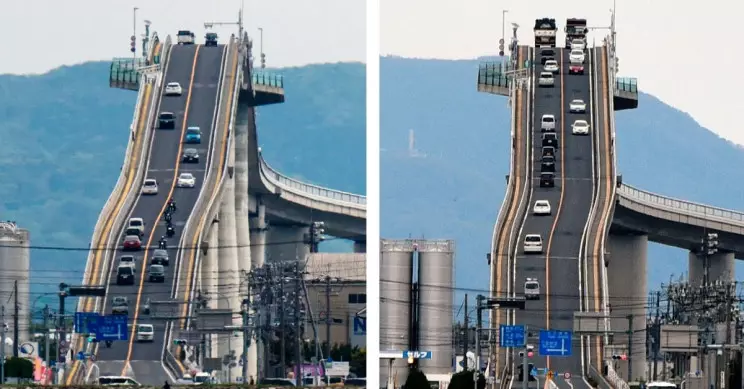 Podul înalt oferă perspectiva unei pante imposibile