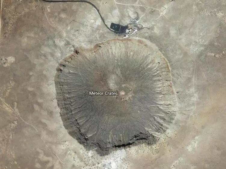 Кратери метеорӣ дар Аризона аз Google Earth