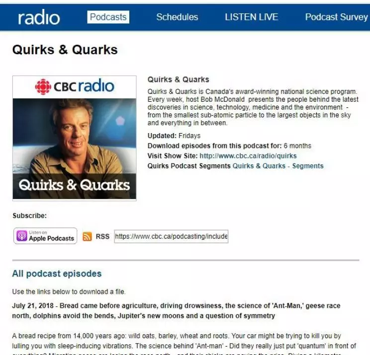 Quirks and Quarks Science podcast