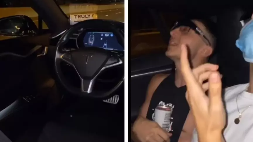 Propietarios de Tesla intoxicados dejan el asiento del conductor vacío para seguir bebiendo