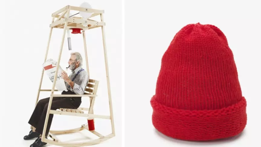 Rocking Chair tricotează o pălărie în timp ce te legănești