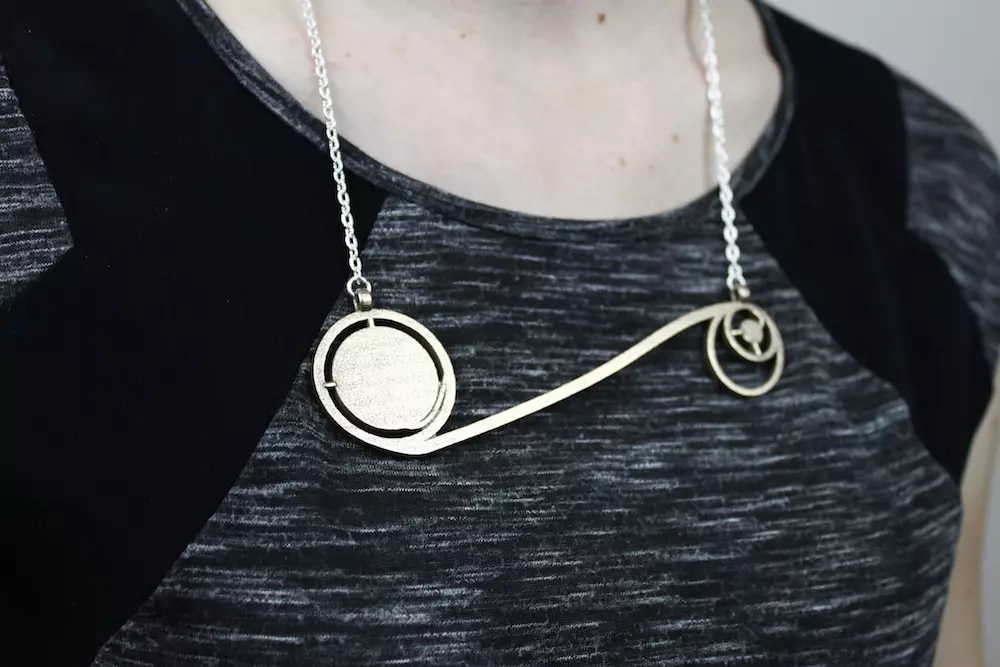 3D Printed Stainless Steel Trajectory Necklace