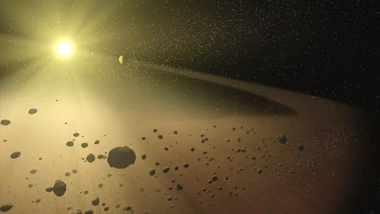 sistema solar hipotético com estrela brilhante